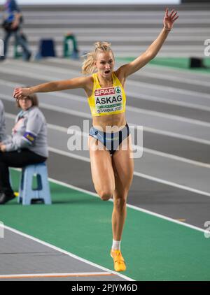 Maja Åskag of Sweden competing in the women’s triple jump final at the ...