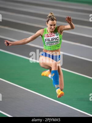 Neja Filipič of Slovenia competing in the women’s triple jump final at ...
