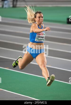Ottavia Cestonaro of Italy competing in the women’s triple jump final ...