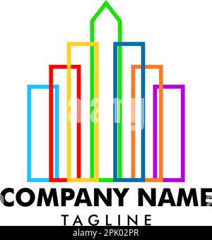 Colorful abstract line building logo Stock Vector Image & Art - Alamy