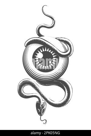 Isolated bohemian vector illustration. Esoteric snake, serpent and the ...