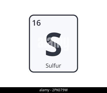 Sulfur symbol. Element number 16 of the Periodic Table of the Elements ...