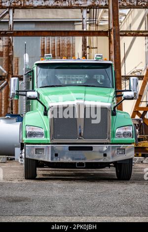 Clean big rig powerful bonnet day cab local hauler blue semi truck ...