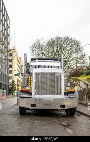 Clean big rig powerful bonnet day cab local hauler blue semi truck ...