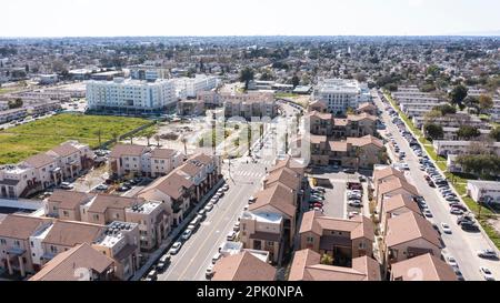 Afternoon aerial view of a neighborhood of Watts, California, USA Stock ...