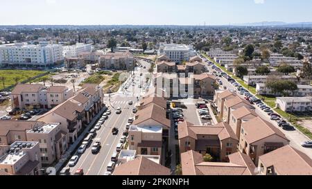 Afternoon aerial view of a neighborhood of Watts, California, USA Stock ...