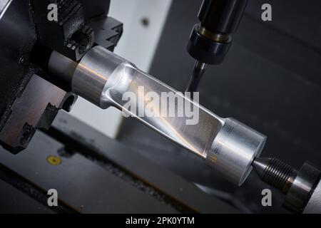 The process of milling a turbine blade on a turning-milling machine ...