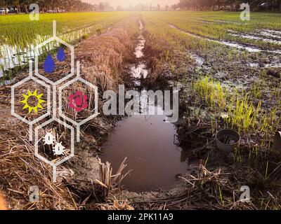 Agriculture field with high technologies and innovations in agro ...