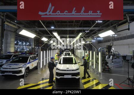 'Moscow. New crossovers 'Moskvich 3' for traffic police (left) and ...