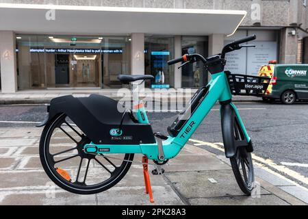 Tier rental e-bike, parked on Kongens Nytorv, Copenhagen, Denmark Stock ...