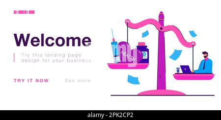 Conflict between health and work of employee on unbalanced scale Stock ...