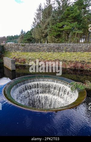 The overflow at Redmires Reservoirs, on the moors above Sheffield ...