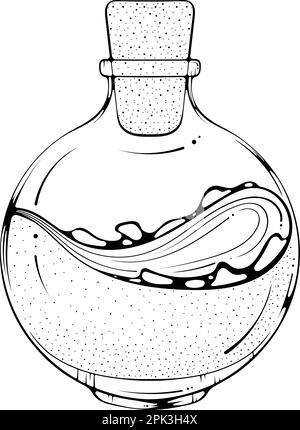 Round vial with magic liquid line art Stock Vector Image & Art - Alamy