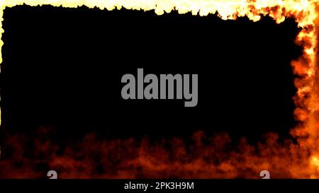 Square frame for content of blazing red lines of fire, isolated ...