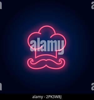 Chief cook hat and moustache neon sign Stock Vector Image & Art - Alamy