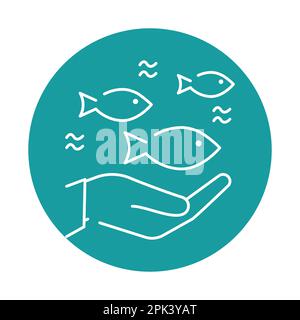 Life below water color icon. Corporate social responsibility ...