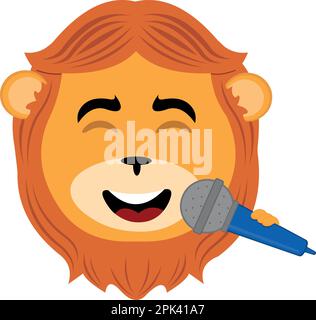 Cartoon lion singing with microphone illustration Stock Vector Image ...