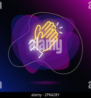 Applause neon style banner. Text and circus elephant on brick ...