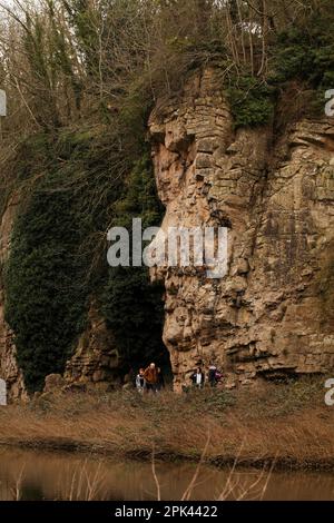 Creswell Crags. Caves and Mines, Limestone cliffs and gorge. Notts, UK ...