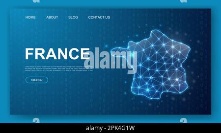 France 3d low poly website template. France map design illustration concept. Polygonal Country ...