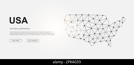 USA connected dots polygon map. Vector United States map polygonal ...