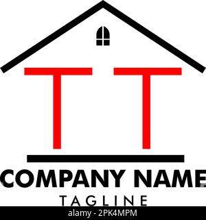 initial letter TT with simple house roof creative logo design for real ...