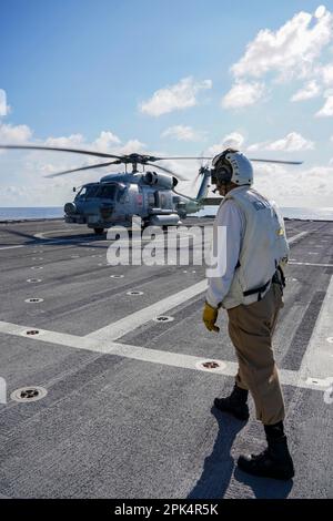NATUNA SEA (Mar. 27, 2023) An MH-60R SeaHawk, attached to Helicopter ...