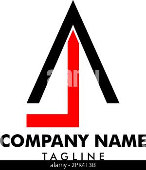 red white alphabet letter AJ A J combination for company logo. Suitable ...
