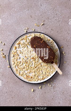Chocolate textured glaze ice cream isolated on white background Stock ...