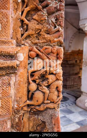Carvings in panels at Lalji Temple in the Kalna Rajbari Complex of ...