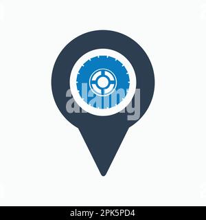 Car service location icon. Flat style vector EPS Stock Vector Image ...