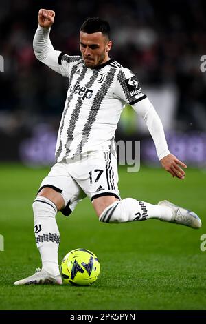 Filip Kostic of Juventus FC kicks the ball. during the Serie A football ...