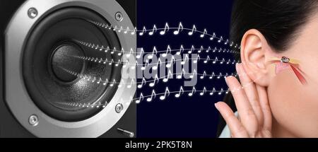 Anatomy of the inner ear showing the eardrum, the cochlea Stock Photo ...