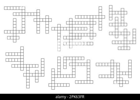 Crossword game grid templates, word guess quiz layout empty boxes ...