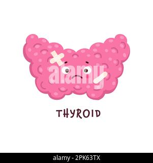 Cartoon sick thyroid organ character. Human body disease and medical ...