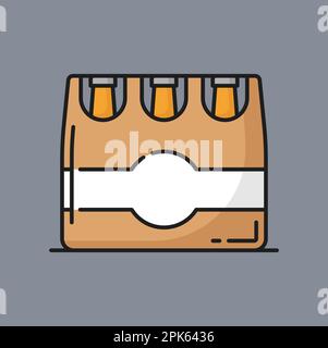 Beer pack icon line isolated on white background. Black flat thin icon ...