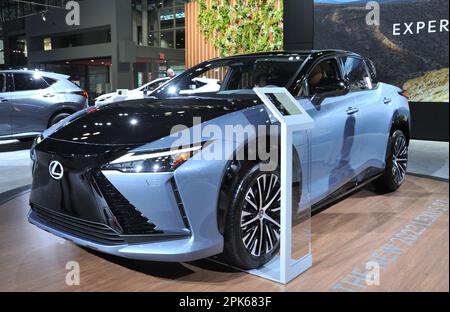 2023 Lexus RZ 450e on display at the 2023 NY International Auto Show at ...