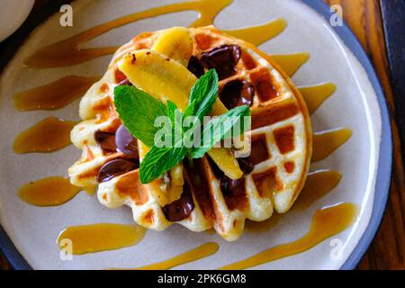 Waffle with maple syrup, food, Eastern Cape, South Africa Stock Photo ...