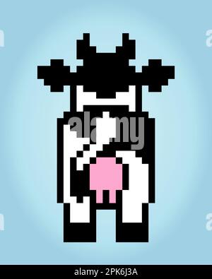 Cow pixel art. 8 bit farm animal cartoon. vector illustration Stock Vector Image & Art - Alamy