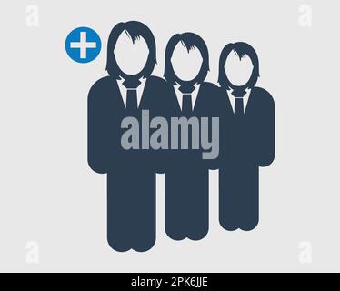Increase or Add users Icon. Standing male symbol on gray background ...