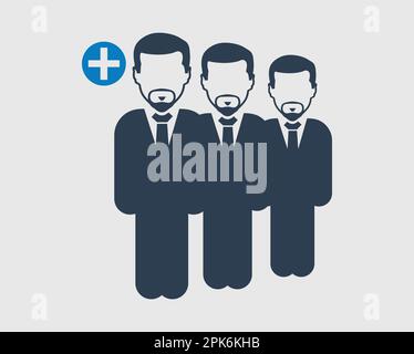Increase or Add users Icon. Standing male symbol on gray background ...