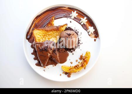 Chocolate french toast with a scoop of chocolate gelato ice cream on ...