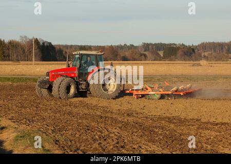 Massey Fergusson 6290 tractor with harrows, harrow field seedbed ...