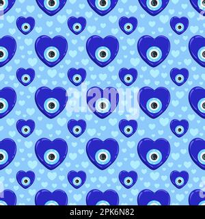 Evil eye pattern. Greek heart bead and turkish blue nazar seamless ...