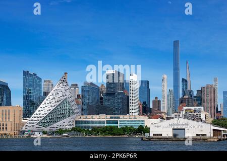VIA 57 West, pyramid shaped apartment building, with skyline ...