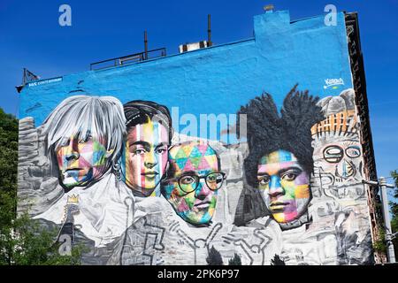 Andy Warhol, Basquiat, Keith Haring depicted in Street Art in an alley ...