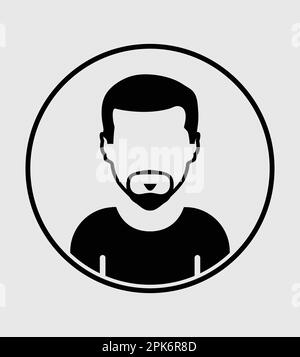 Man profile Icon with circle shape on gray Background ,Human vector ...