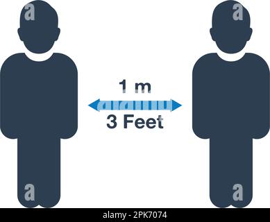Maintain 1 Meter Distance Icon. Editable Vector EPS Symbol Illustration ...