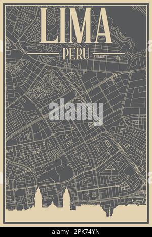 Road network poster of the downtown LIMA, PERU Stock Vector Image & Art ...