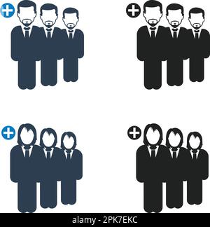 Increase, Add User icon set. Flat style vector EPS Stock Vector Image ...